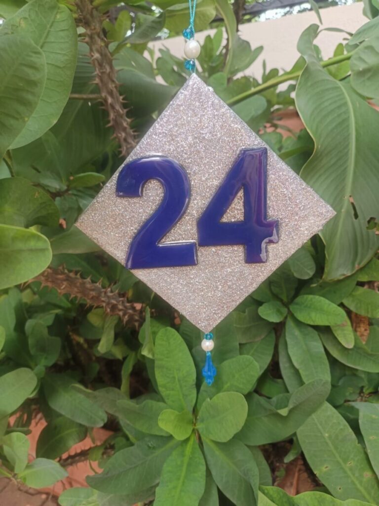Number 24 in Blue: Silver Base Resin Art