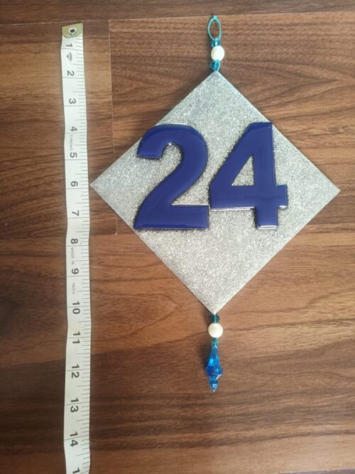 Number 24 in Blue: Silver Base Resin Art